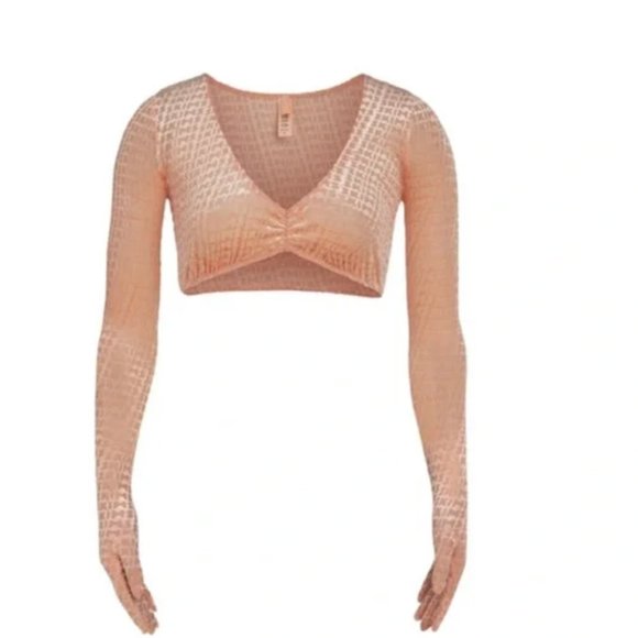 SKIMS | Tops | Skims Size 4x Velvet Logo Gloved Crop Top | Poshmark